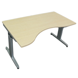 Desks with more space on the dominant hand side.