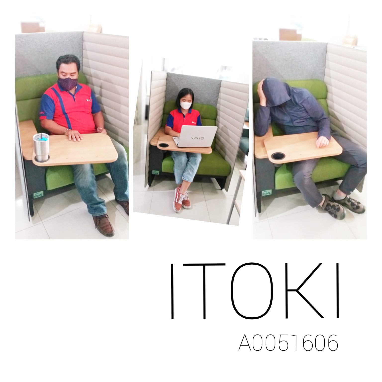 ITOKI JAPAN Booth lounge chair with table ตลาดเฟอร์นิเจอร์สำนักงาน Happy Thailand